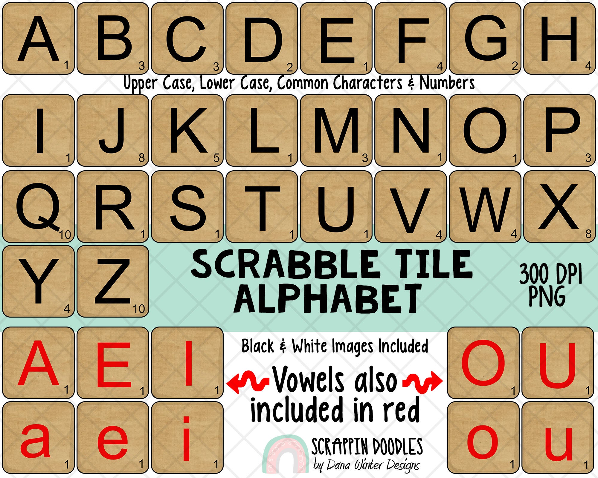 Scrabble Tile ClipArt - Wooden Tile Alphabet - PNG Printable Alphabet ...