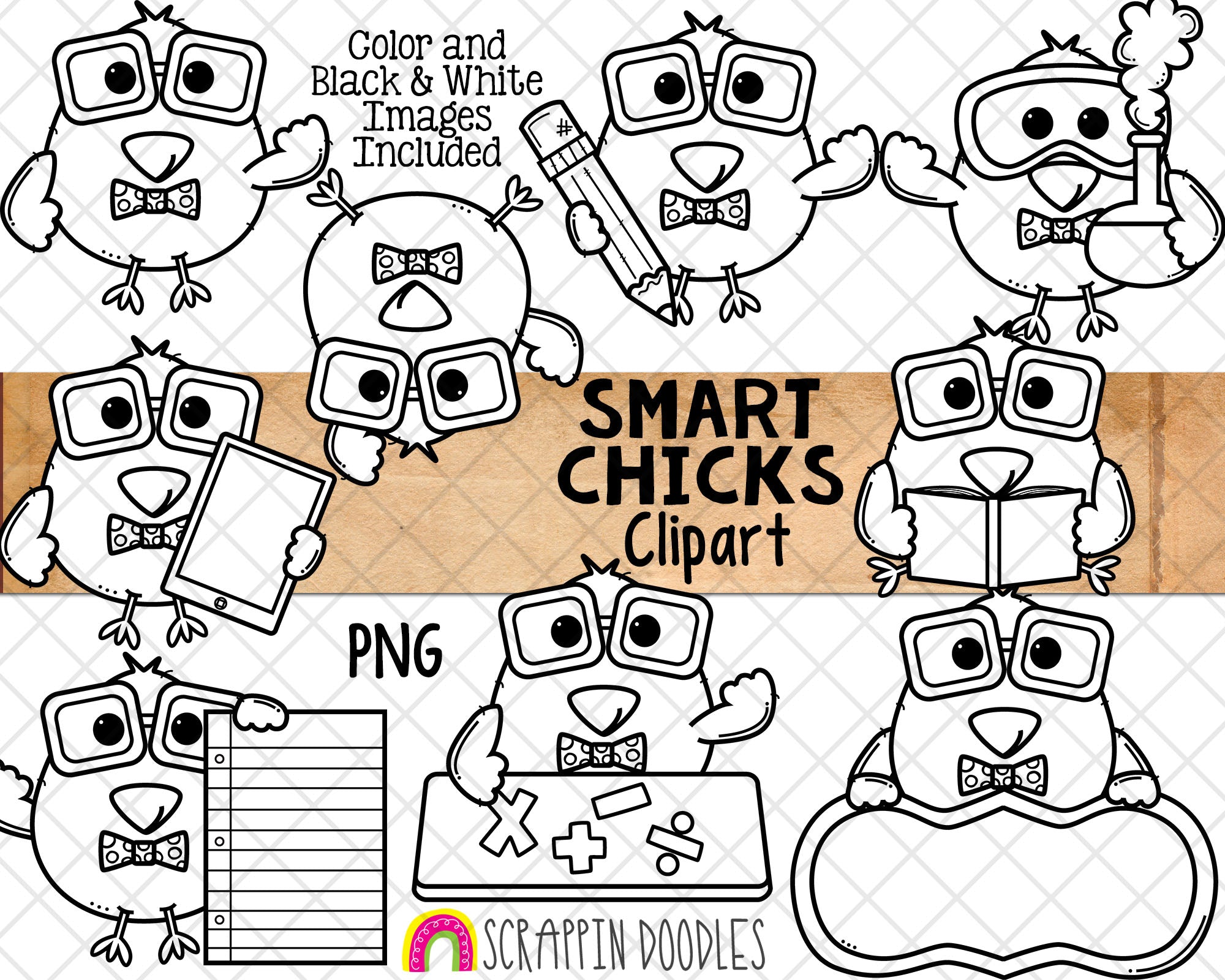 Smart Chicks Clip Art - Easter School Chicks Graphics - Commercial Use ...