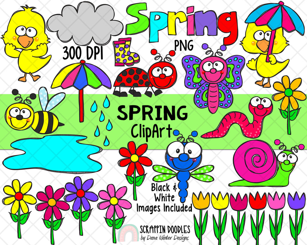 Spring Clip Art Black And White