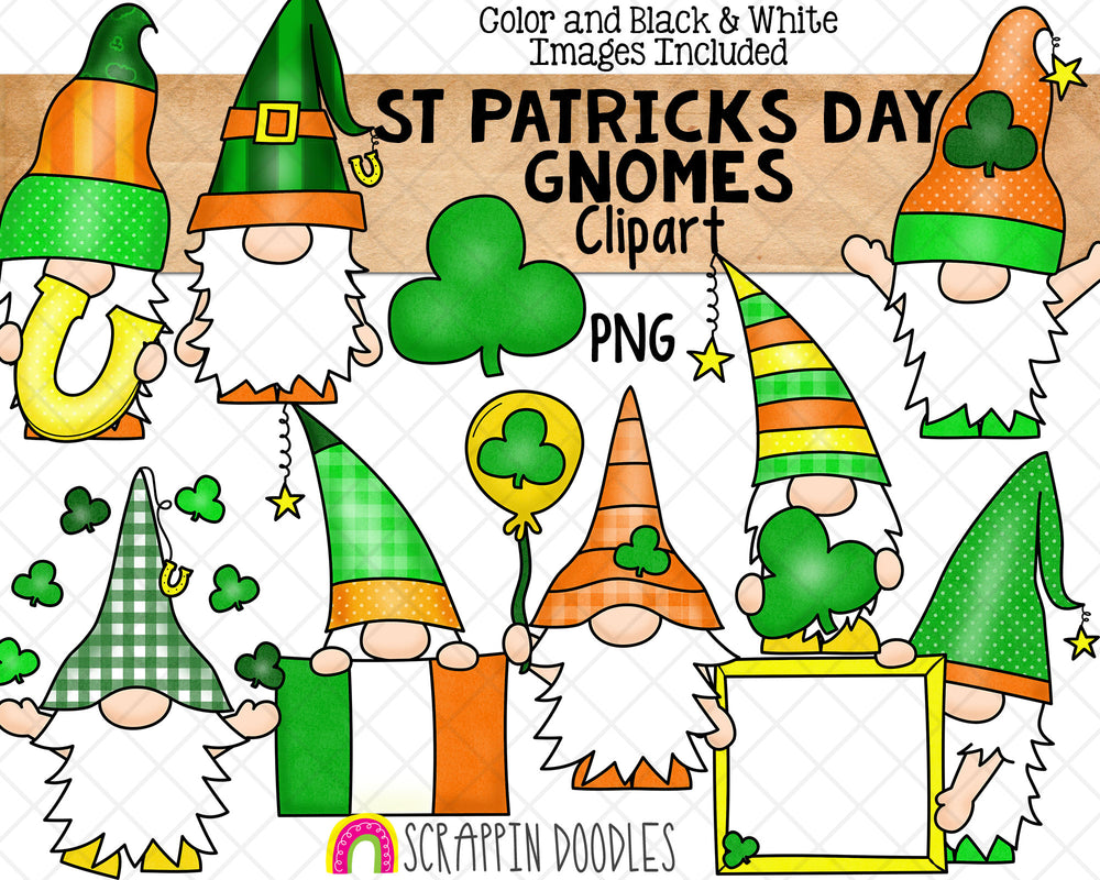 St. Patrick's Day Gnomes - St Patricks Gnome ClipArt - Irish Garden Gn ...