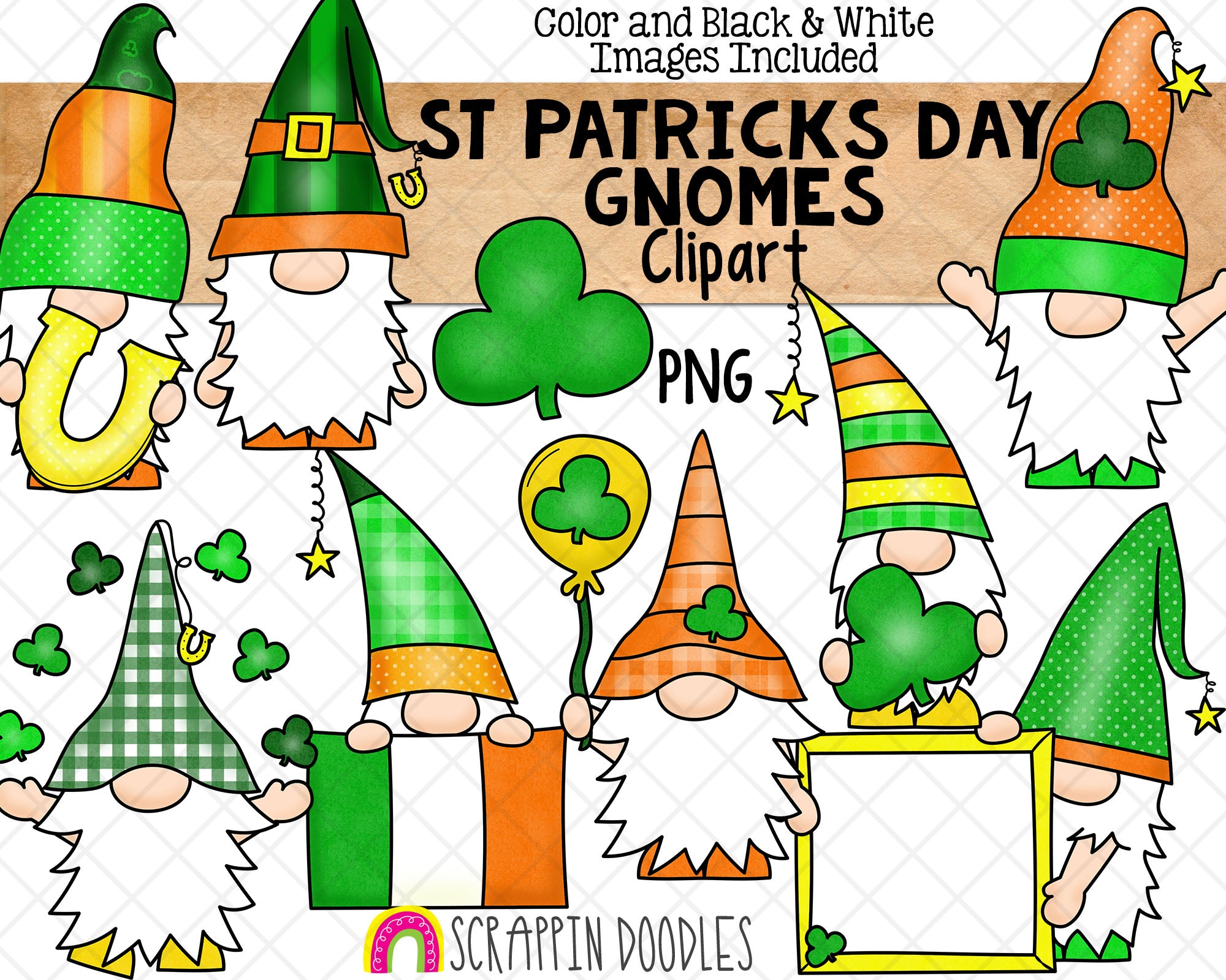 St. Patrick's Day Gnomes - St Patricks Gnome ClipArt - Irish Garden Gn ...