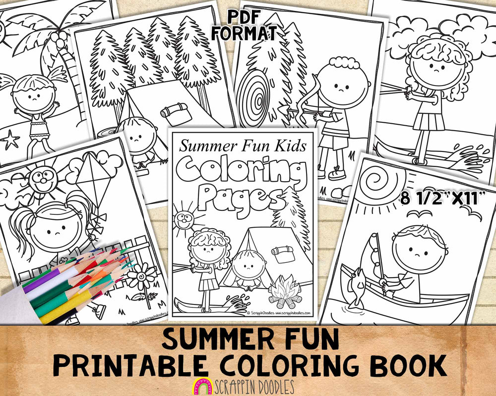 Summer Fun Coloring Book - Camping Beach Coloring Pages - Printable PD ...