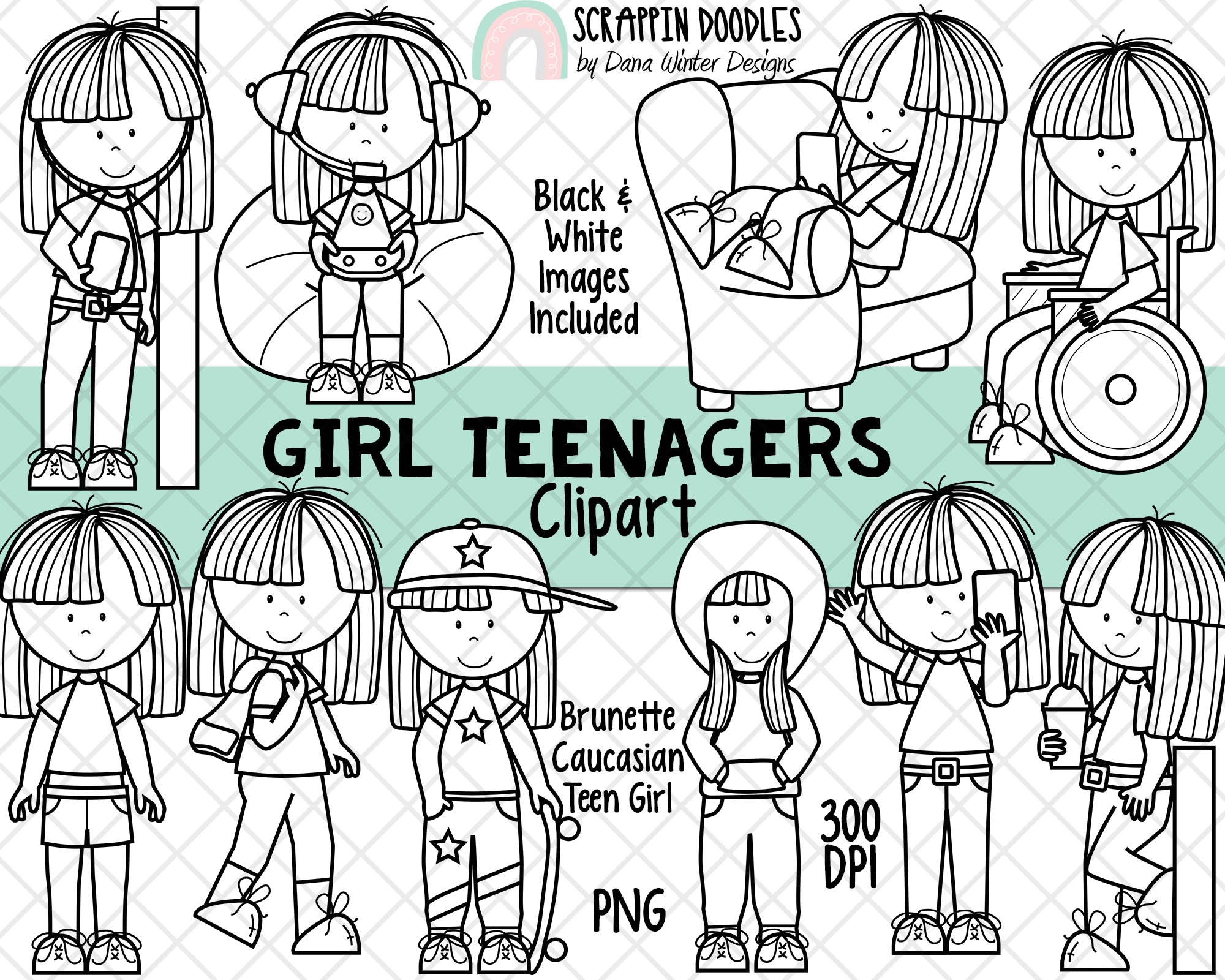 Teenager Clip Art Black And White