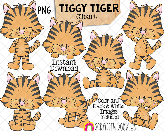 Tiggy Tiger ClipArt Bundle - Commercial Use PNG – Scrappin Doodles