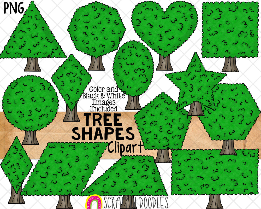 Tree Shapes ClipArt - Commercial Use 2D Shape Clip Art - Earth Day Sha ...