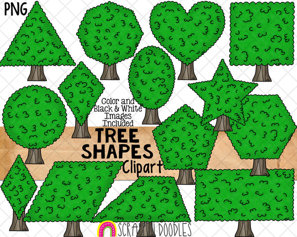 Tree Shapes ClipArt - Commercial Use 2D Shape Clip Art - Earth Day Sha ...