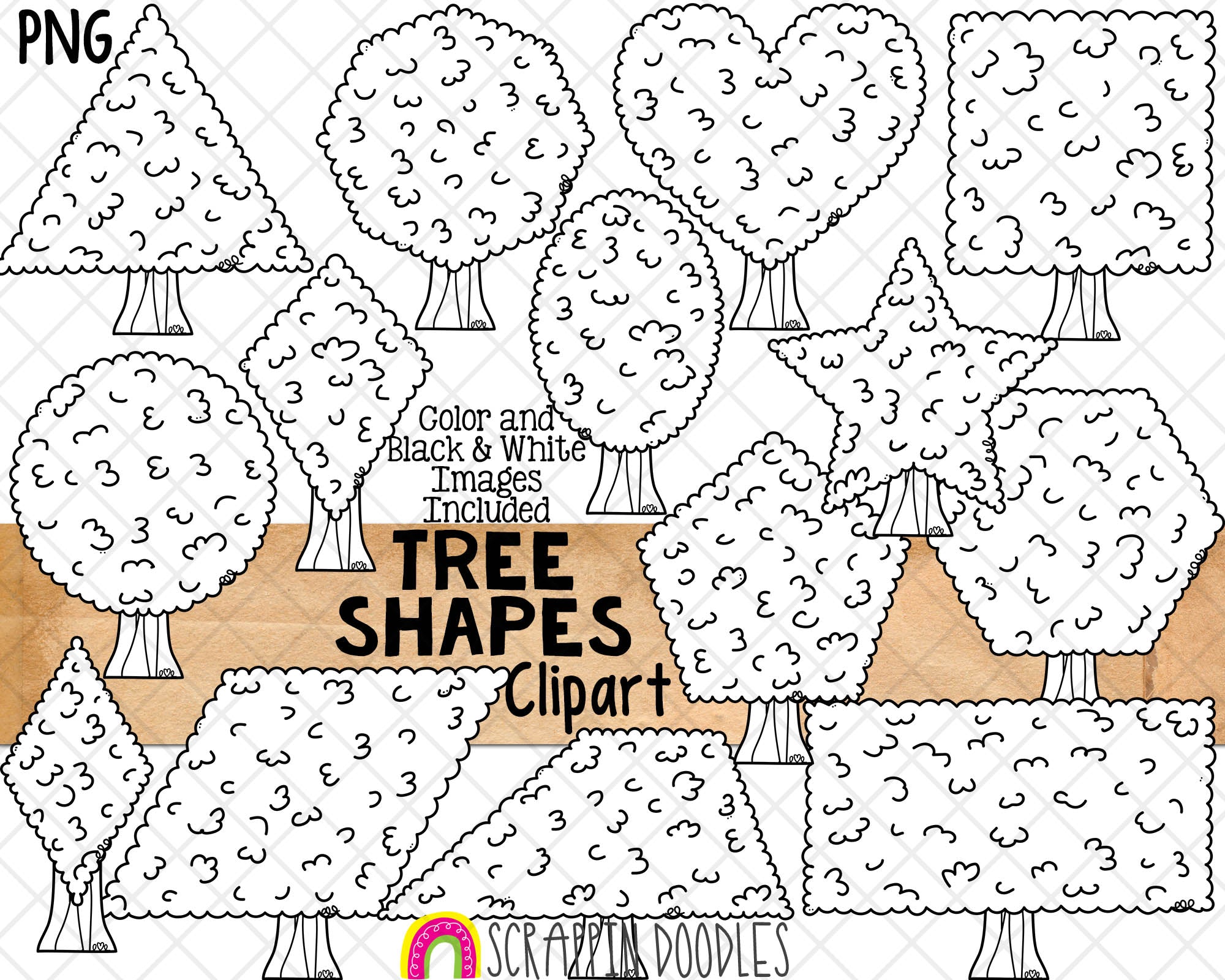 Tree Shapes ClipArt - Commercial Use 2D Shape Clip Art - Earth Day Sha ...
