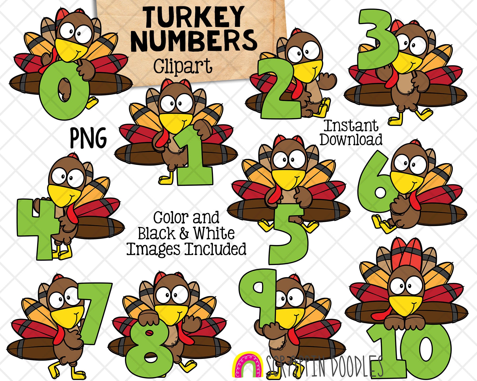Turkey ClipArt Bundle - Thanksgiving Turkeys - Commercial Use PNG ...