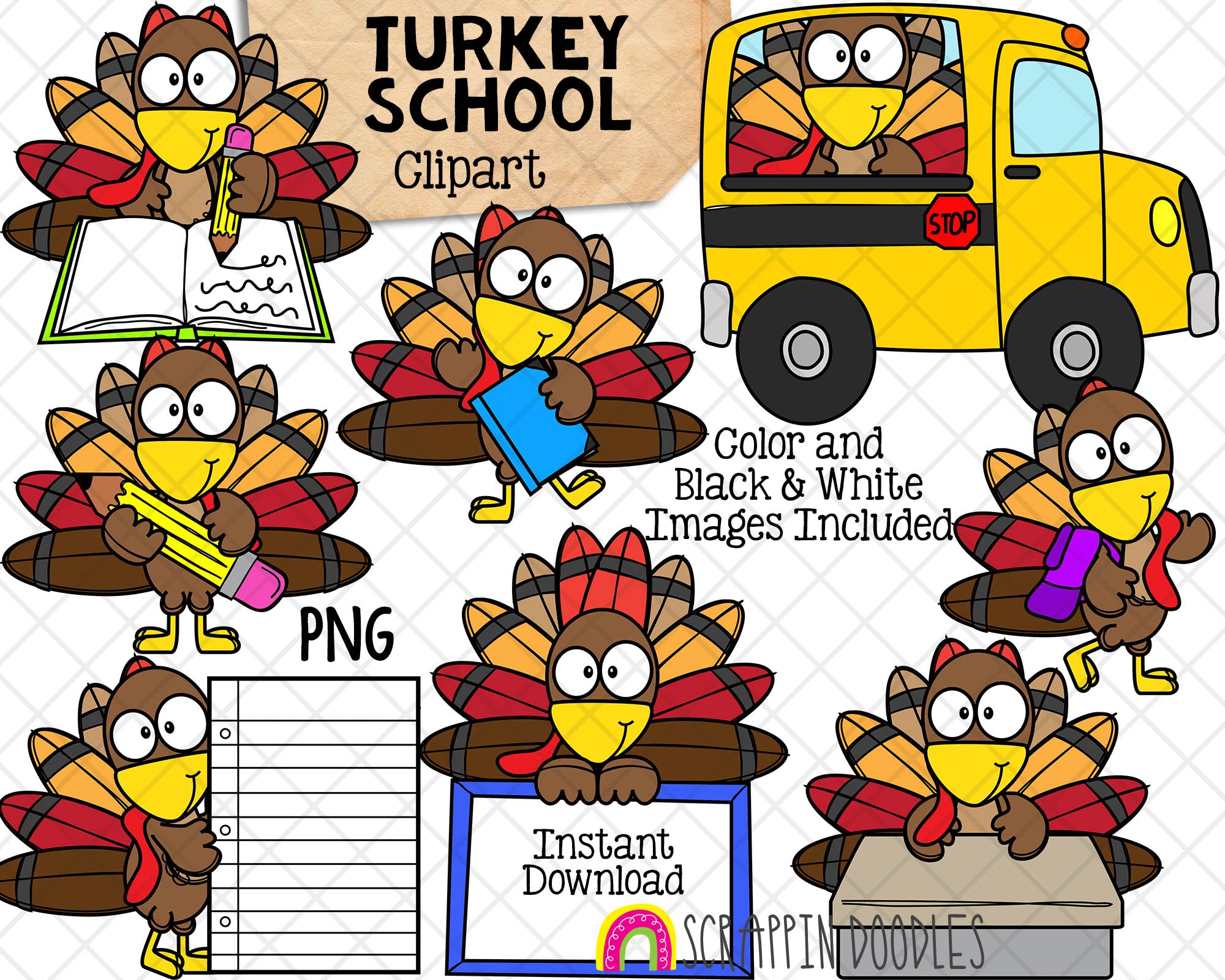 Turkey ClipArt Bundle - Thanksgiving Turkeys - Commercial Use PNG ...