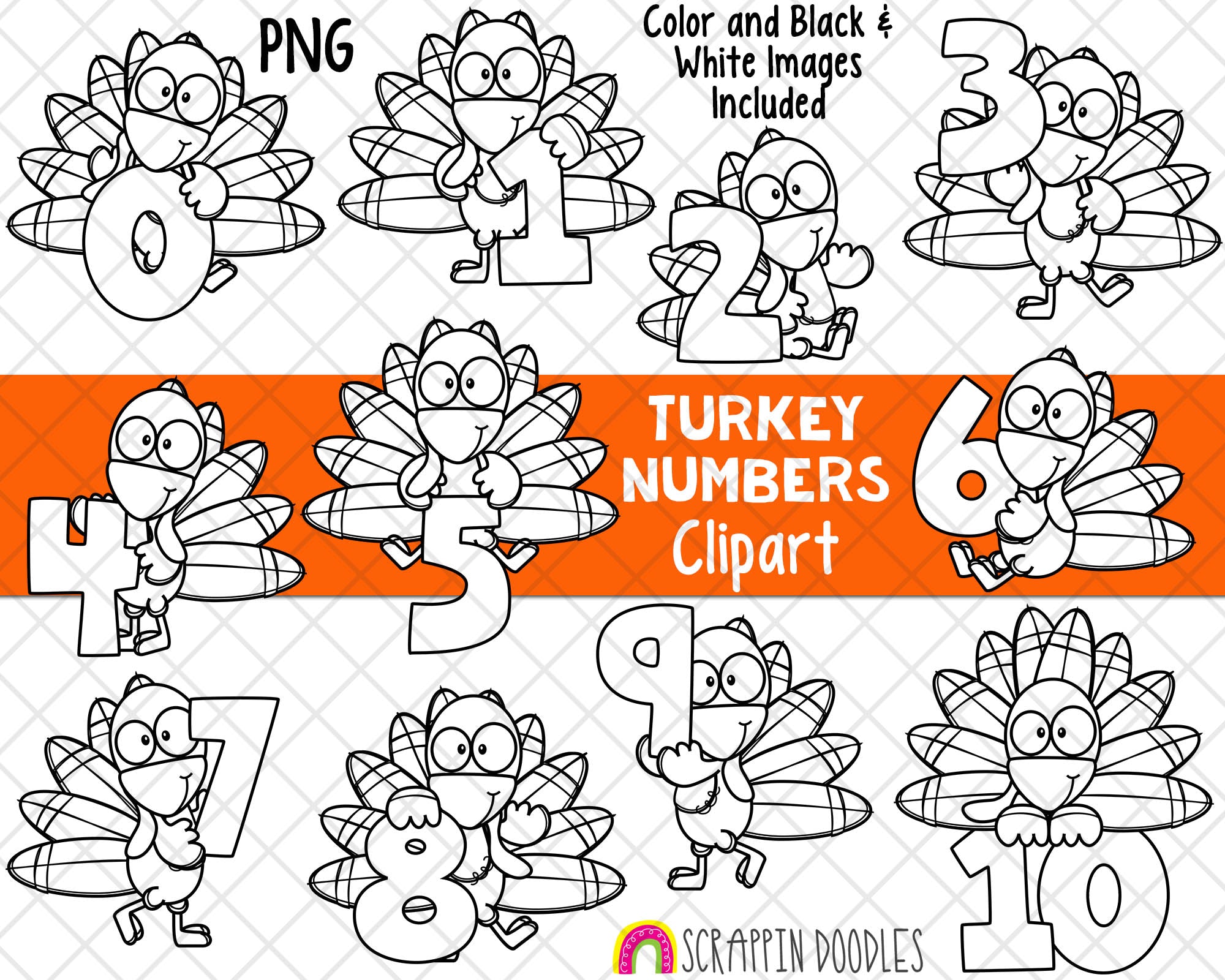 Turkey ClipArt - Cute Number Turkey Clip Art - Numbers - Counting Turk ...