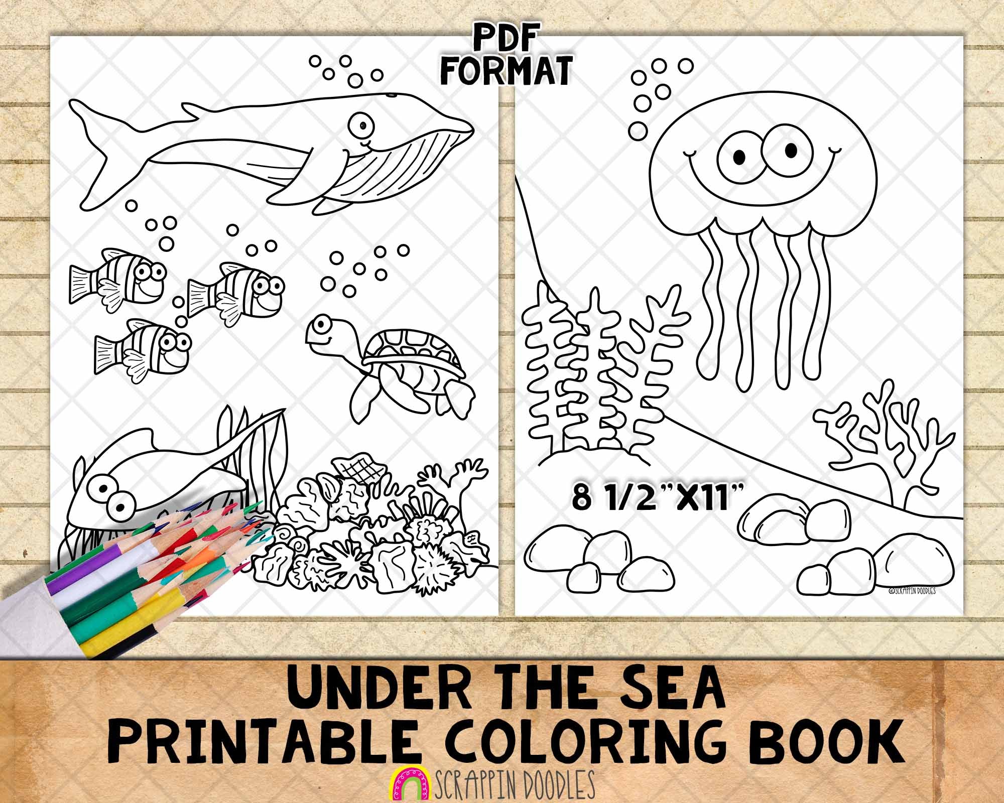 Under the Sea Coloring Book - Ocean Coloring Pages - Printable PDF ...