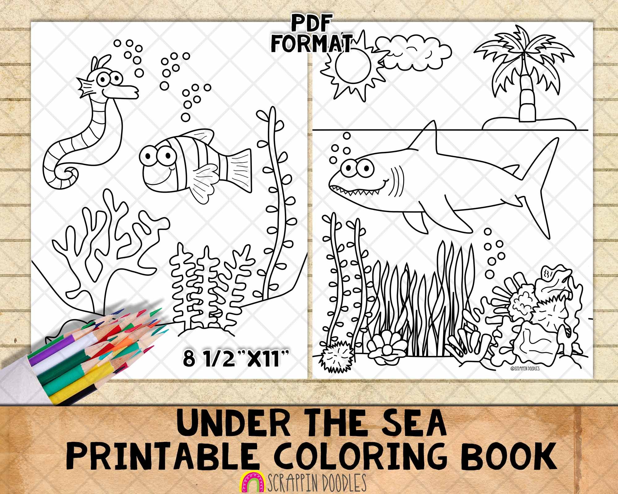 Under the Sea Coloring Book - Ocean Coloring Pages - Printable PDF ...
