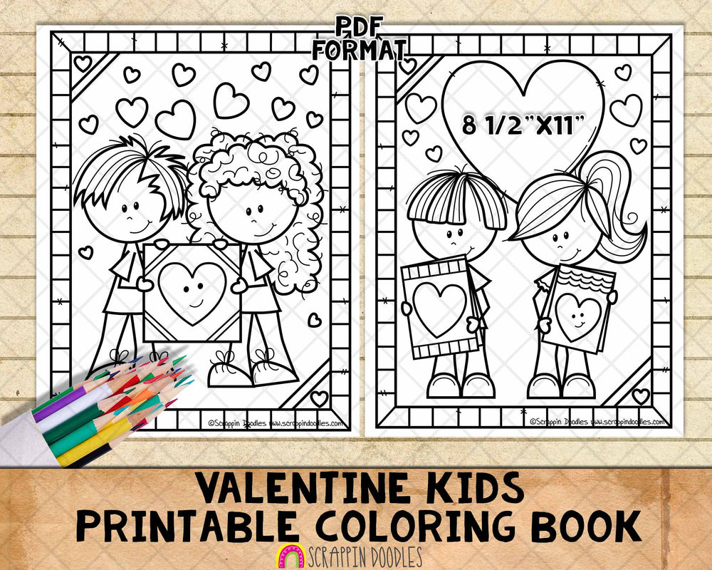 Valentine Kids Coloring Book - Valentine's Day Coloring Pages - Printa ...
