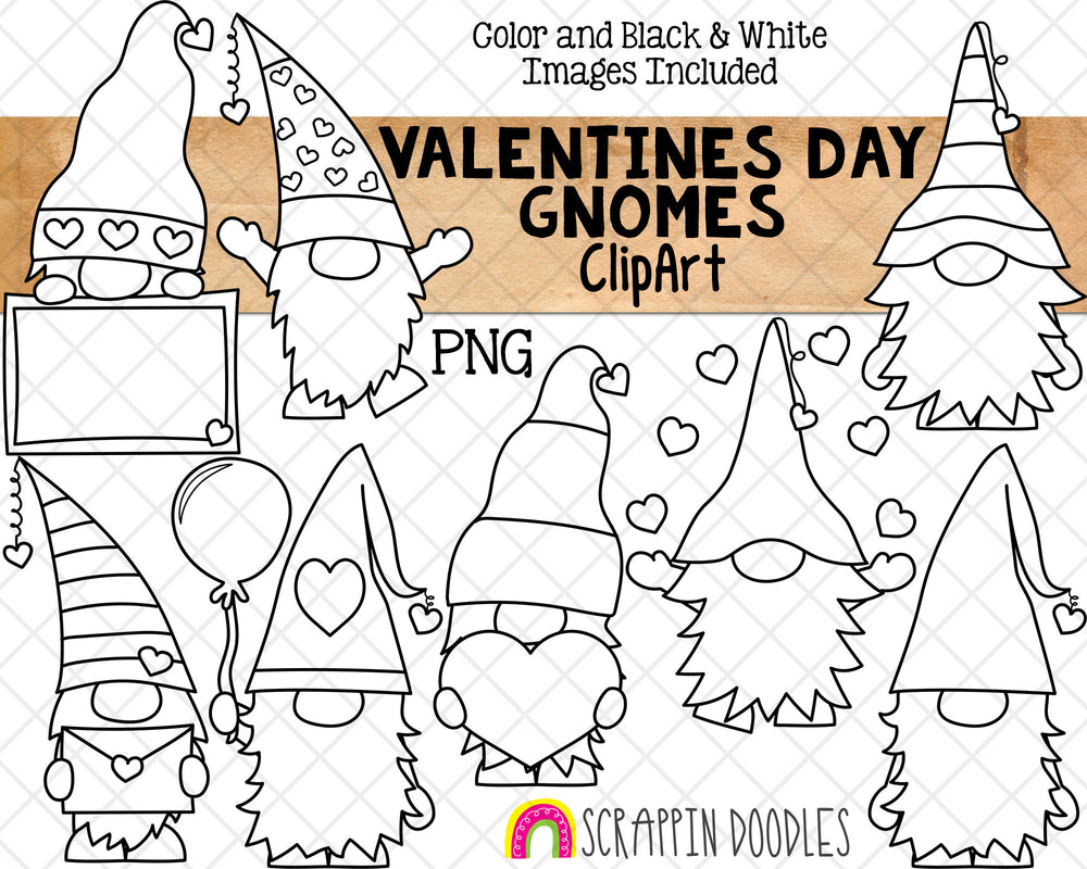 Valentine Gnome ClipArt - Valentine's Day Gnomes - Pink Garden Gnomes ...