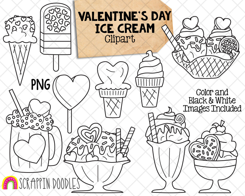 Valentines Day Ice Cream ClipArt - Valentine Candy - Commercial Use PN ...