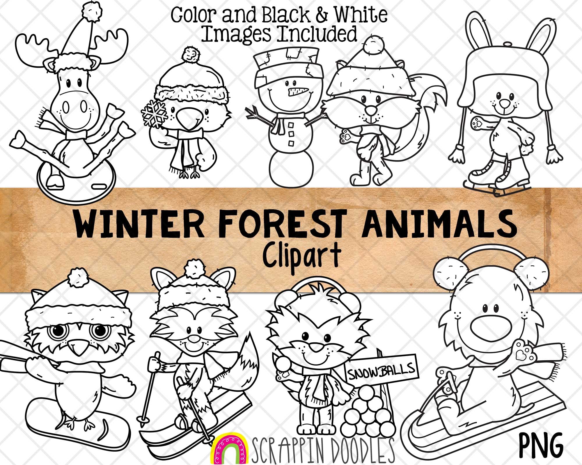 Woodland Animals Clip Art Black And White