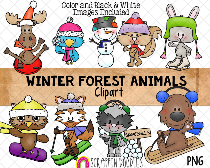 Woodland Animals Clip Art Black And White