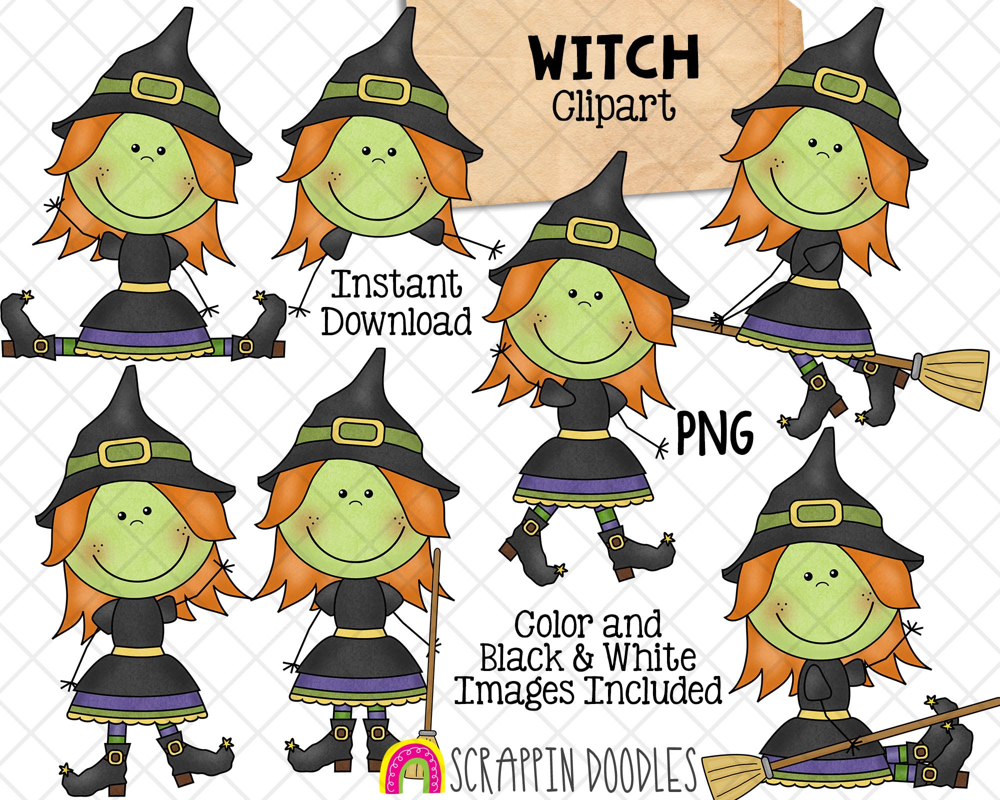 Witch ClipArt - Witch PNG - Halloween Graphics - Commercial Use Sublim ...
